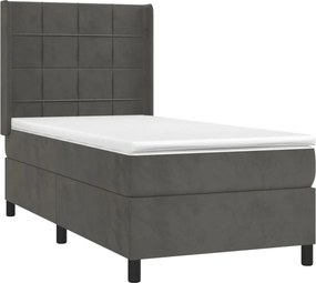 Box spring postel s matrací a LED tmavě šedá 80 x 200 cm samet 3139530