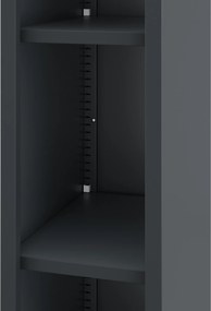 Úzký kovový regál, archivační na dokumenty antracitový: TIM 250 x 1850 x 400 mm