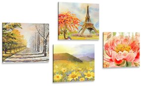 Set obrazů olejomalba v romantickém provedení - 4x 60x60 cm