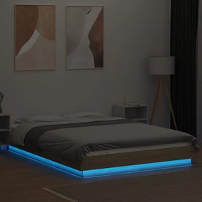 Rám postele s LED osvětlením dub sonoma 140 x 190 cm kompozit 3281128