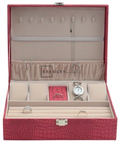Klenoty Budín Luxusní růžová šperkovnice JKBOX SP-685/A5