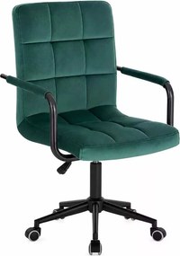 LuxuryForm DESIGN Otočná židle VERONA BLACK VELUR na černé podstavě s kolečky - zelená