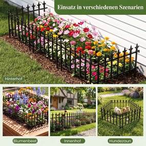 Costway 5 Kus kovového zásuvného plotu, dekorativní zahradní plot vyrobený