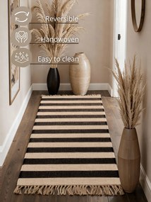 Hanse Home, Běhoun Handloom 106334 Playa White Black, 80x300, černobílá, chodba / předsíň