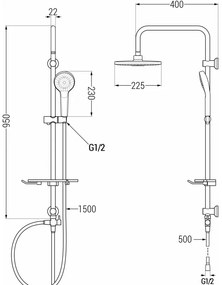 Mexen sprchový set T05 s horní hlavicí 22,5cm, zlatá/bílá, 798050593-50