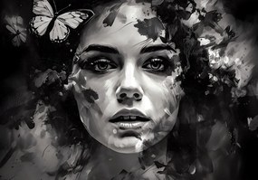Postershop Fototapeta vliesová: Art watercolour woman butterfly (2) - 312x219cm