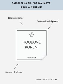 Samolepka na kořenky HOUBOVÉ KOŘENÍ bílá 5 × 5 cm základní písmo