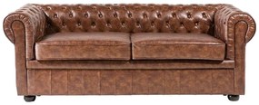 Kožená vintage pohovka old style hnědá CHESTERFIELD Beliani