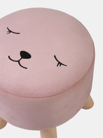 Sinsay - Sametový puf s výšivkou - pastelová růžová