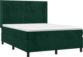 Box spring postel s matrací tmavě zelená 140x190 cm samet 3132798