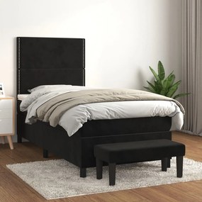 Box spring postel s matrací černá 100x200 cm samet 3137769