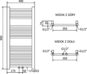 Mexen Mars, topné těleso 900x400 mm, 244 W, zlatá lesklá, W110-0900-400-00-50