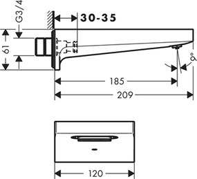 Hansgrohe Metropol, vanový výtok, kartáčovaný černý chrom, HAN-32543340