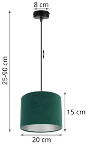 Závěsné svítidlo MEDIOLAN, 1x zelené textilní stínítko, černá konstrukce