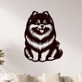 dřevo života Dřevěný obraz psa Pomeranian Zvolte rozměr (cm): 45x60, Zvolte barvu dekoru: Černá