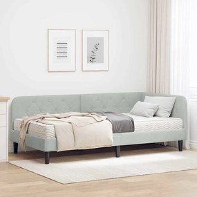 Rohový rám postele Světle šedá 90 x 200 cm samet 3394154