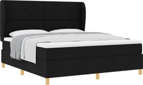 Postel s boxspringem s čelo Černý 200 x 180 cm textil 3340769