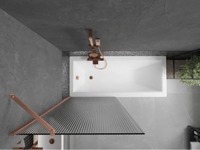 Mexen Next, 1-křídlová vanová zástěna 80 x 150 cm, 6mm sklo Ribs, měděná matná, 895-080-000-00-09-65