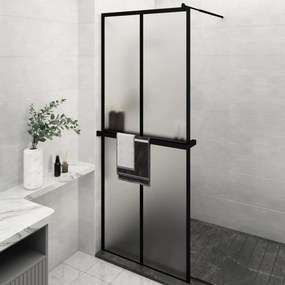 Zástěna do průchozí sprchy s policí černá 80x195 cm ESG/hliník 3185446