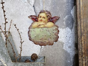Vánoční kovová závěsná dekorace anděl Angel Vintage - 14*16 cm