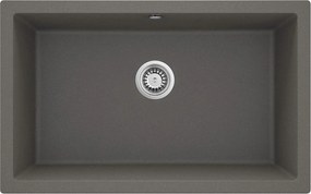 Deante Corda, granitový dřez pod desku 800x500x204 mm, 3,5" + prostorově úsporný sifon, 1-komorový, antracitová metalíza, ZQA_T10D