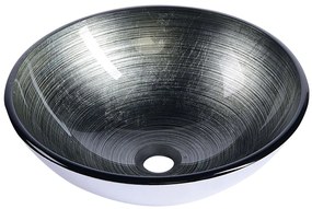 Sapho DAMAR skleněné umyvadlo průměr 42 cm, tmavě šedá/stříbrná, 2501-20