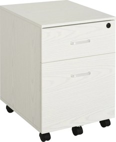 Mobilní šanón od Vinsetto pro A4 soubory s kolečky, závěsný šanón s 2 zásuvkami a zámkem 40x45x55,6 cm Bílý