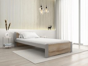 Postel IKAROS 90 x 200 cm, dub sonoma/šedá Rošt: Bez roštu, Matrace: Matrace Deluxe 10 cm