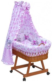Scarlett Proutěný košík na miminko s nebesy Kulíšek - růžová