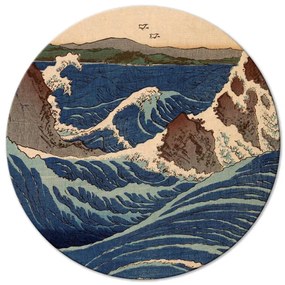 Kulatý obraz Japanese Woodblock Print by Utagawa Hiroshige - velká modrá vlna