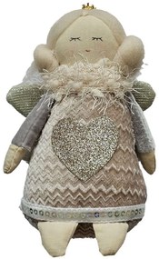 Dekorativní látková figurka anděl v šatičkách se srdíčkem - 12*8*16 cm