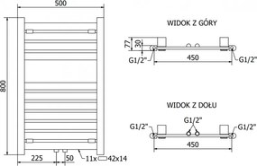 Mexen Uran, elektrické topné těleso 800x500 mm + topná tyč 300 W, chromová, W105-0800-500-2300-01