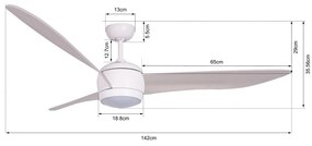 BEACON LUCCI AIR NORDIC LED WHITE 512911 56“ bílá/dub Reverzní stropní ventilátor