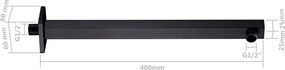 Podpůrné rameno do sprchy hranol nerezová ocel 201 černé 40 cm 147733