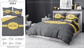 Detexpol Bavlněné povlečení 160x200 Pan&amp;Paní Pan&amp;Paní grafitový med pro pár ozdoby 3210 Holandská valentýnka