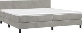 Box spring postel s matrací a LED světle šedá 200x200 cm samet 3134303