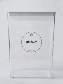 KŘÍŽALY – průhledná samolepka na dózu, tučné písmo, 5 cm | DomaLEP