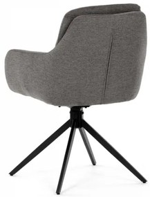 Jídelní židle 180° otočná lanýžová voděodolná látka, černý kov DCH-P3174 GREY2