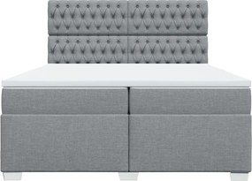 Box spring postel s matrací světle šedá 200 x 200 cm textil 3290602