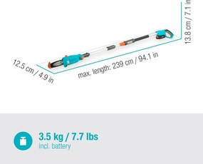 Akumulátorová teleskopická vyvětvovací pilka Gardena TCS 20/18V P4A (včetně baterie a nabíječky) - na objednávku !