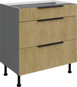 CREMONA ac | dolní skříňka 80 D 3S zásuvková | 80 cm | PREMIUM BOX | antracit/cremona