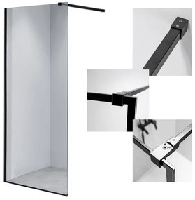 BPS-koupelny Sprchová zástěna Walk-in HYD-WI07 110 černá - bez vaničky