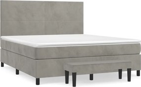Box spring postel s matrací světle šedá 160x200 cm samet 3137731