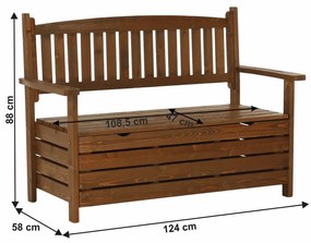 Tempo Kondela Zahradní lavice Amula s úložným prostorem, hnědá - 124 cm