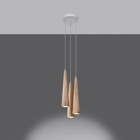 Sollux Lighting Závěsné svítidlo SULA 3P přírodní dřevo