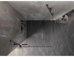 Mexen Lunar, výklopný sprchový kout levý 70 x 70 cm, 8mm čiré sklo, profil grafit broušený, 834-070-070-66-00-L