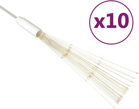 Venkovní vánoční ohňostroje 10 ks teplé bílé 20 cm 1 400 LED 328599