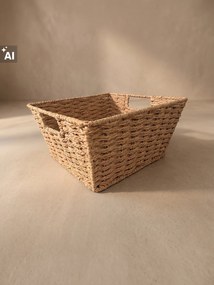 Sinsay - Pletený úložný koš s uchy - béžová