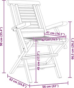 Skládací židle 4 ks 56x63x90 cm masivní teak 3155049