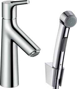 Hansgrohe Talis S, umyvadlová baterie s výpustí Push-Open a ruční bidetovou sprškou, chromová, 72290000